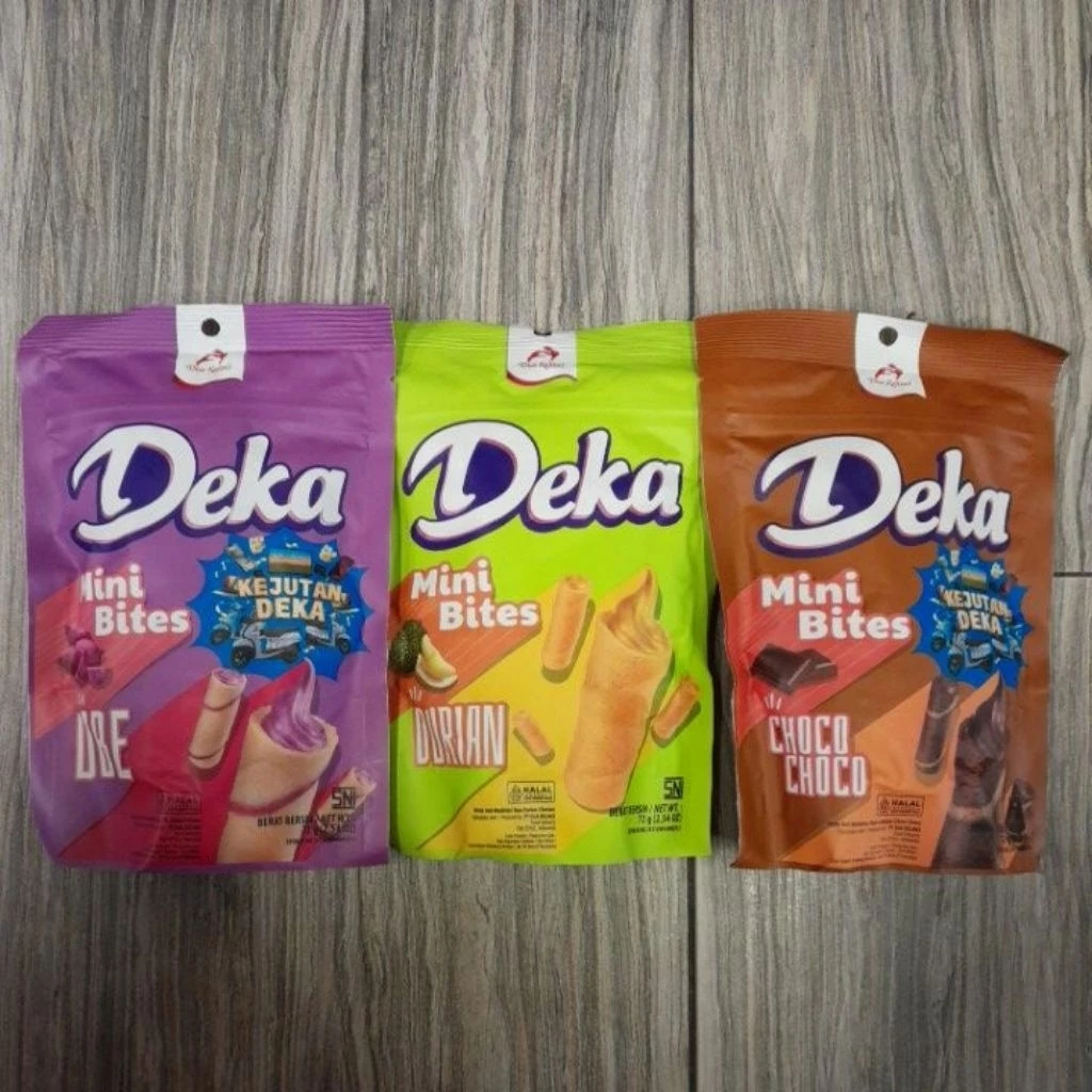 Jual Deka Mini Bites Wafer Roll 72gr Rasa Ube / Durian / Choco | Shopee ...