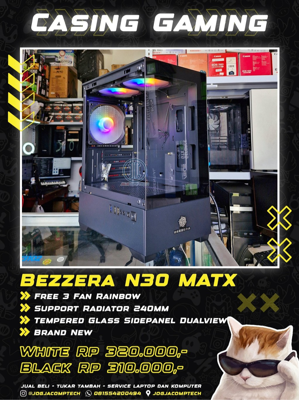 Jual Case PC Gaming Bezzera N30 MATX Free 3 Fan rainbow Support ...
