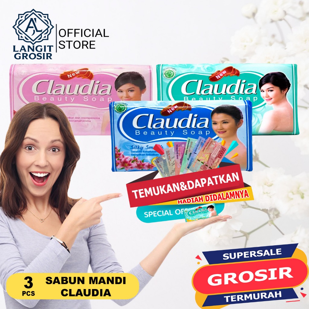 Jual [ 3 PCS] CLAUDIA Beauty Bar Soap Sabun Mandi Berhadiah Uang ...
