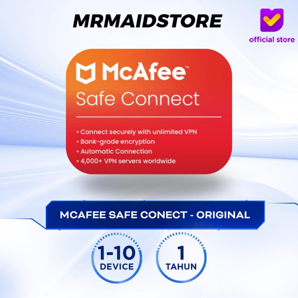 Jual McAfee Safe Connect VPN 1–10 Device | 1 Tahun – 100% Original ...