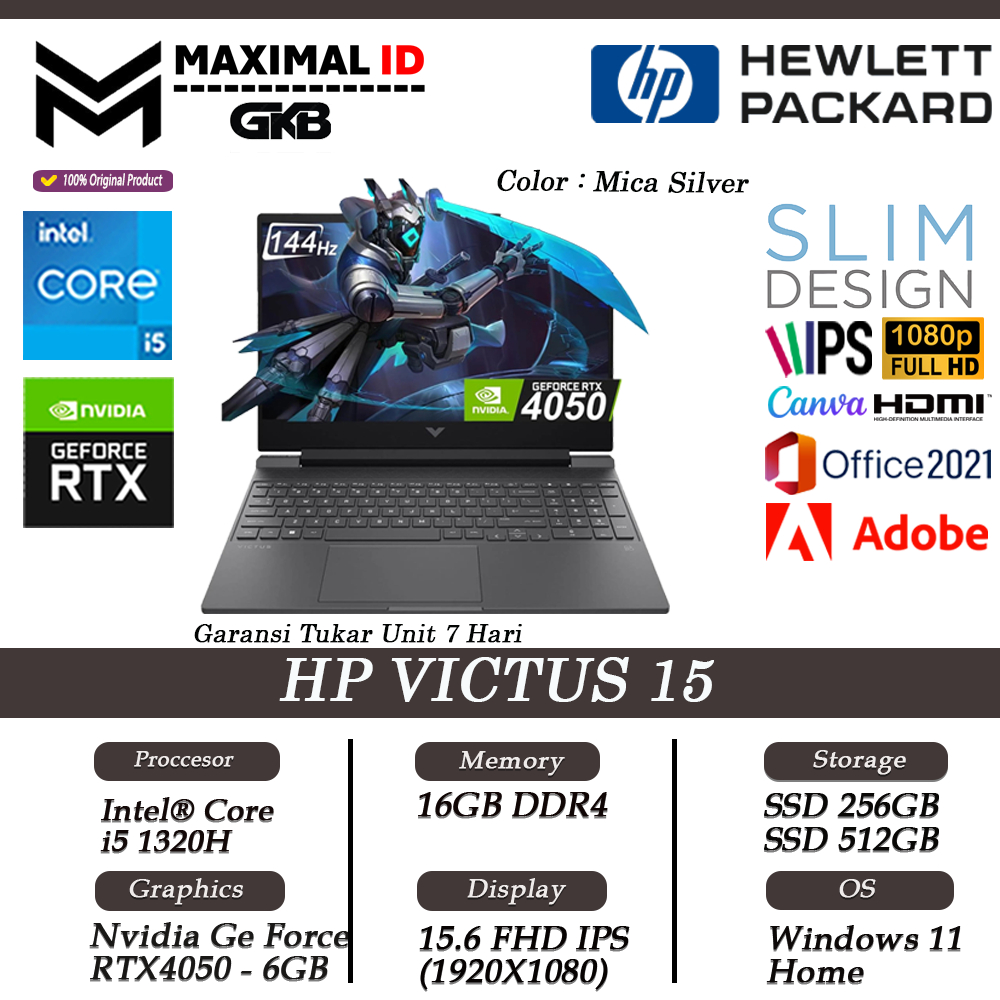Jual Laptop HP Victus 15 Intel Core i5 13420H 32GB 1TB SSD RTX4050-6GB ...