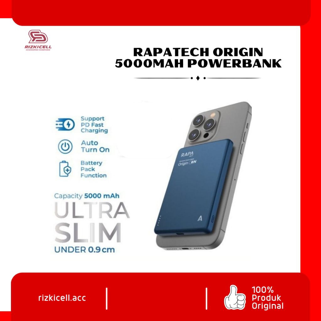 Jual RAPAtech Origin On Powerbank 5000mAh Magnetic Ultra Slim PD 20W ...