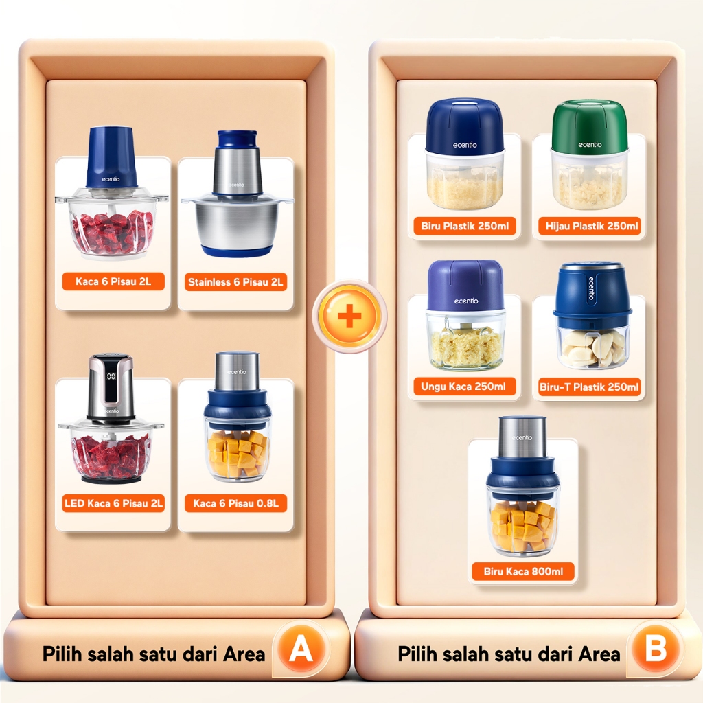 Jual ecentio penggiling daging blender 2L chopper daging dan bumbu 6 ...