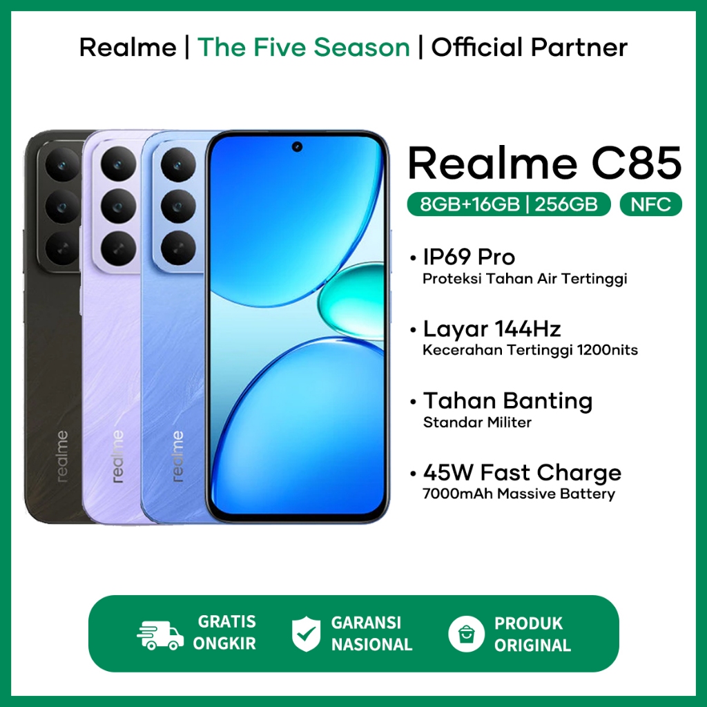 Jual realme C85 4G/5G (6/128)(8/128)(8/256) IP69 Pro Water Resistance ...