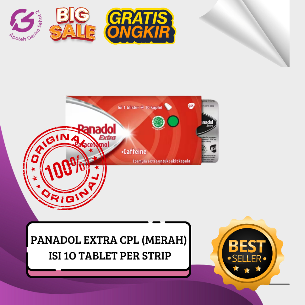Jual PANADOL EXTRA CPL MERAH UNTUK MEREDAKAN SAKIT KEPALA (1 STRIP ISI ...