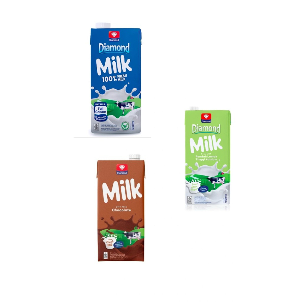 Jual (Pre-Order) 1 KARTON DIAMOND UHT MILK FULL CREAM SLEEVE (1Ltr x ...