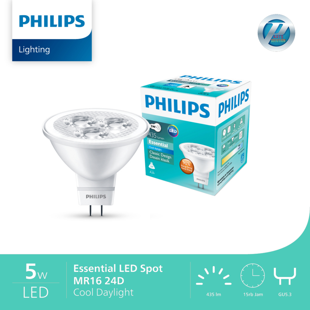 Jual Lampu PHILIPS Essential LED Spot GU5.3 MR16 24D 5 Watt 12V AC ...