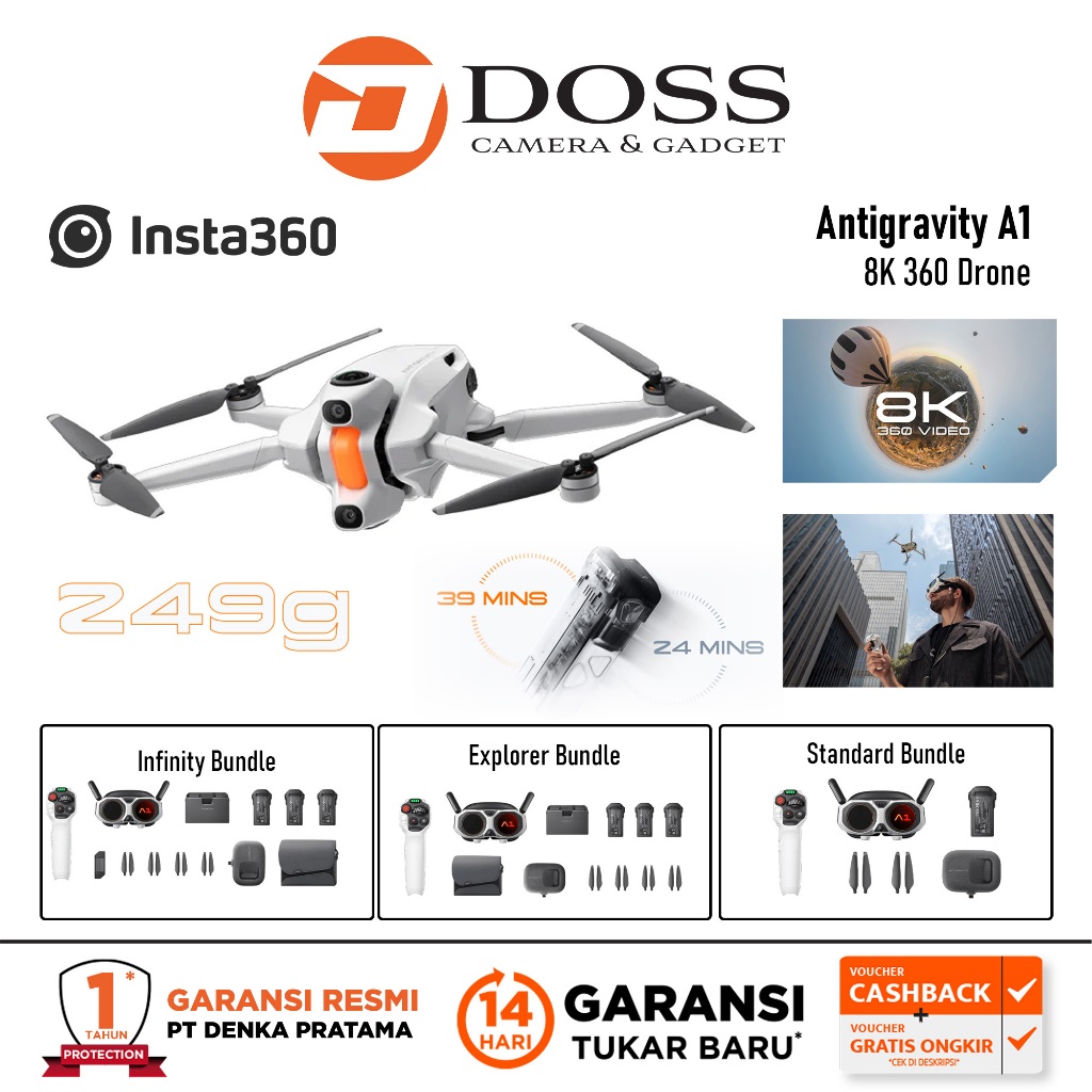 Jual Insta360 Antigravity A1 Drone 360 8K UltraHD Invisible Drone A1 ...