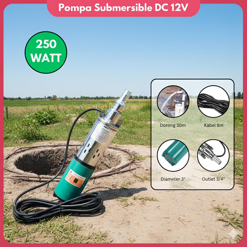 Jual POMPA CELUP DC 12V Submersible Pump | Pompa Air Sumur Dalam Max 30 ...