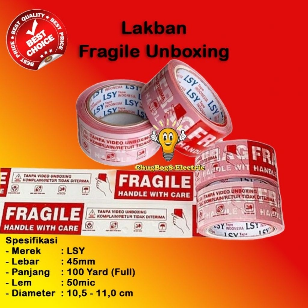 Jual Lakban Fragile Unboxing ( MIX) 100 Yard | Shopee Indonesia