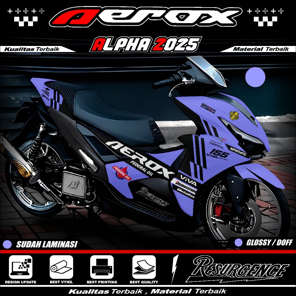 Jual (COD) Decal Sticker Aerox Alpha Turbo Full Body Tahun 2025 Sticker ...