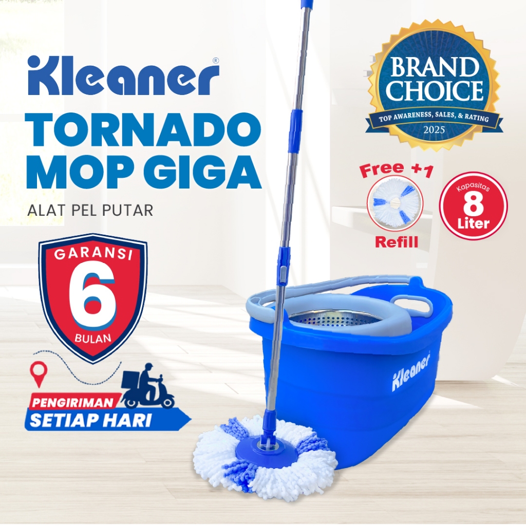 Jual Kleaner Alat Pel Putar Tornado Mop Giga Spin Mop Pembersih Lantai ...