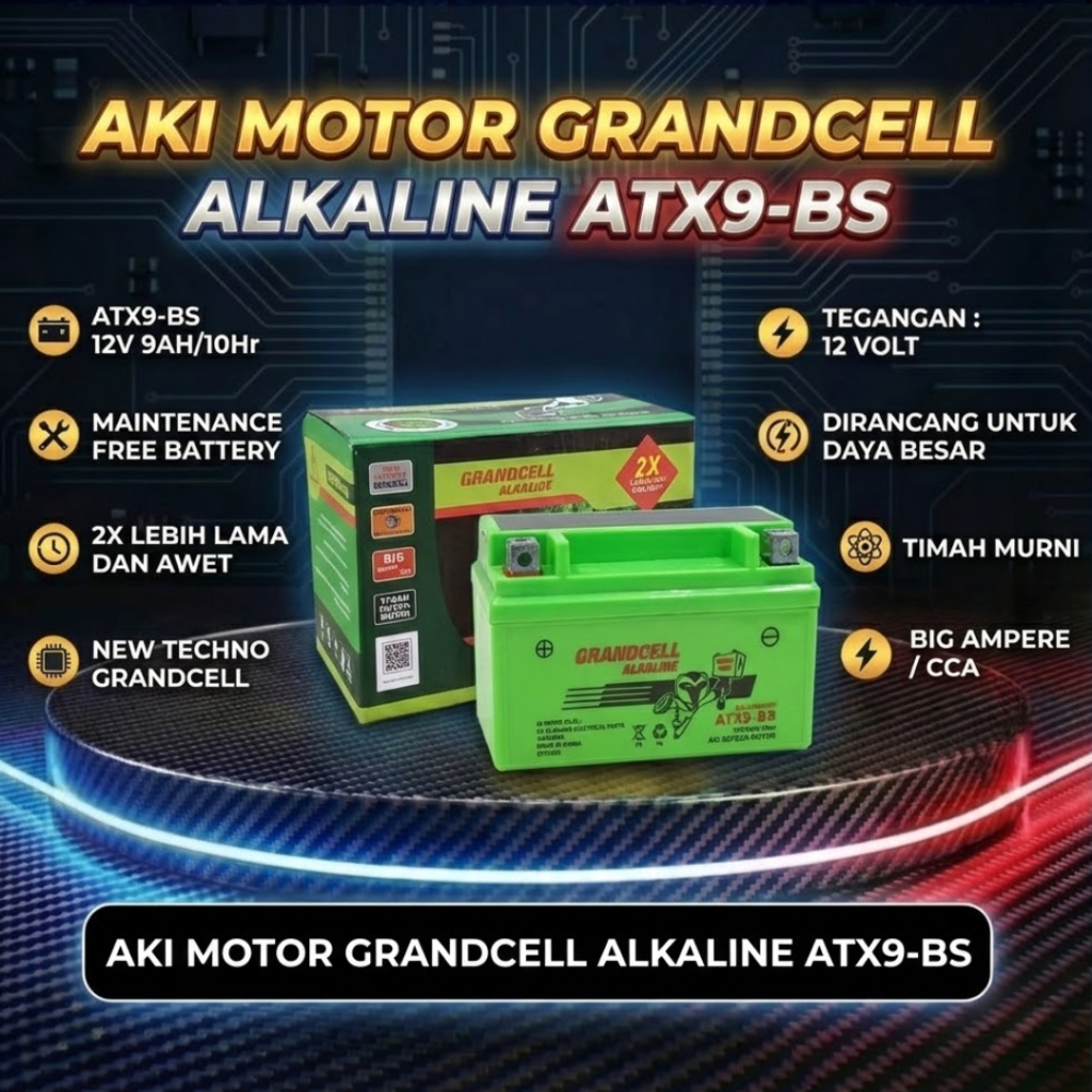 Jual Alkaline Aki Motor Ninja 250 Burgman 400 Grandcell Alkaline ATX9 ...