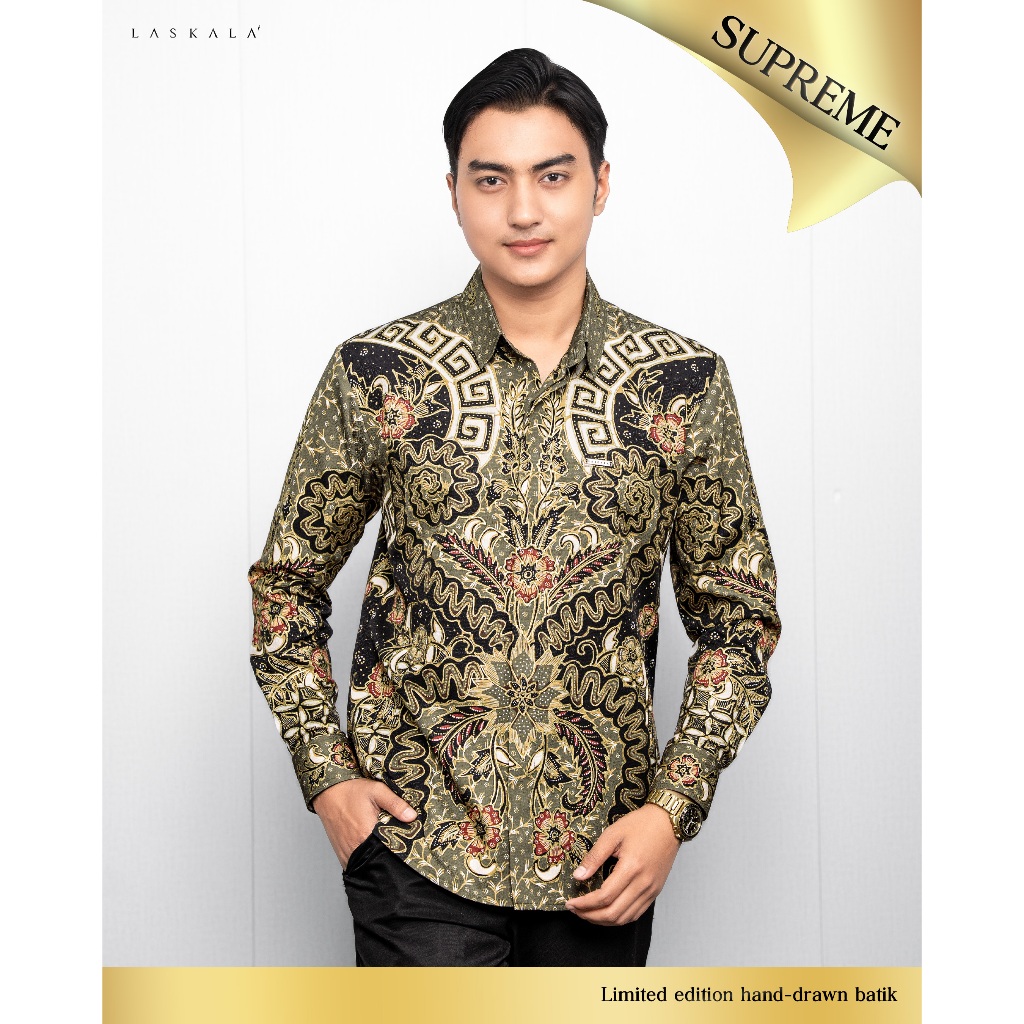 Jual Laskala Batik Premium Suryavira Green Kemeja Batik Tulis Pria ...