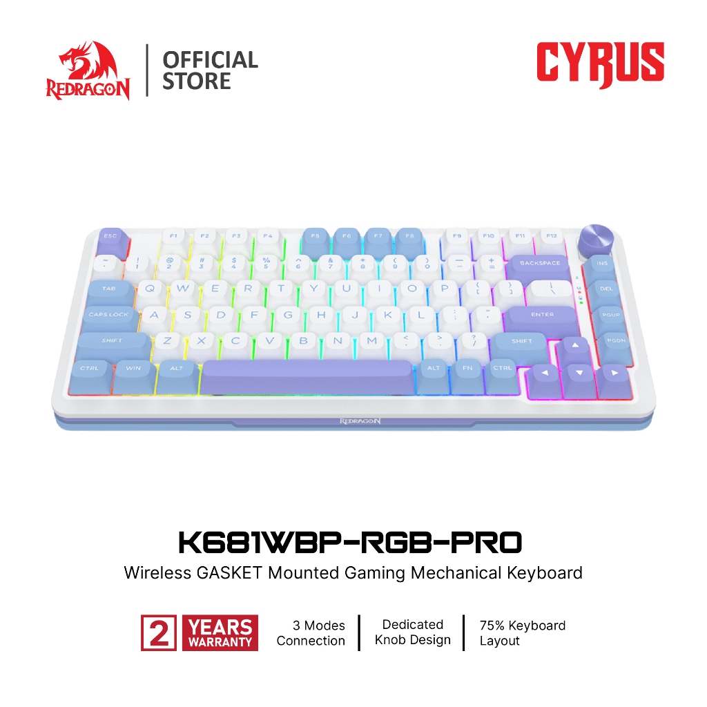 Jual Redragon CYRUS PRO K681WBP RGB Wired/2.4G/BT Mechanical Keyboard ...