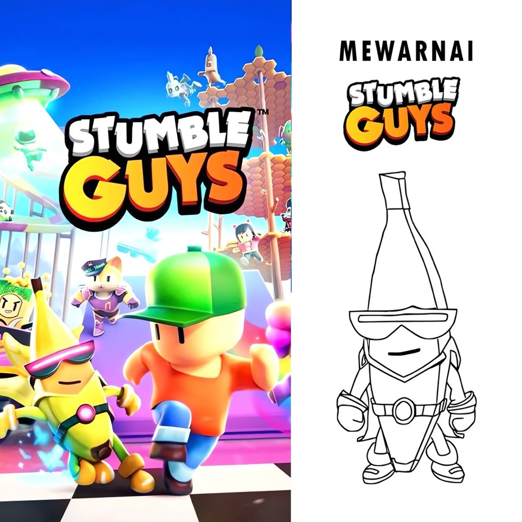 Jual 15 Lembar A5 | Kertas Mewarnai tema Stumble Guy #2 | 15 Kertas ...