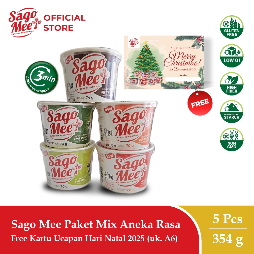 Jual Sago Mee Gluten Free Mie Instan Paket Mix Varian Free Kartu Ucapan ...