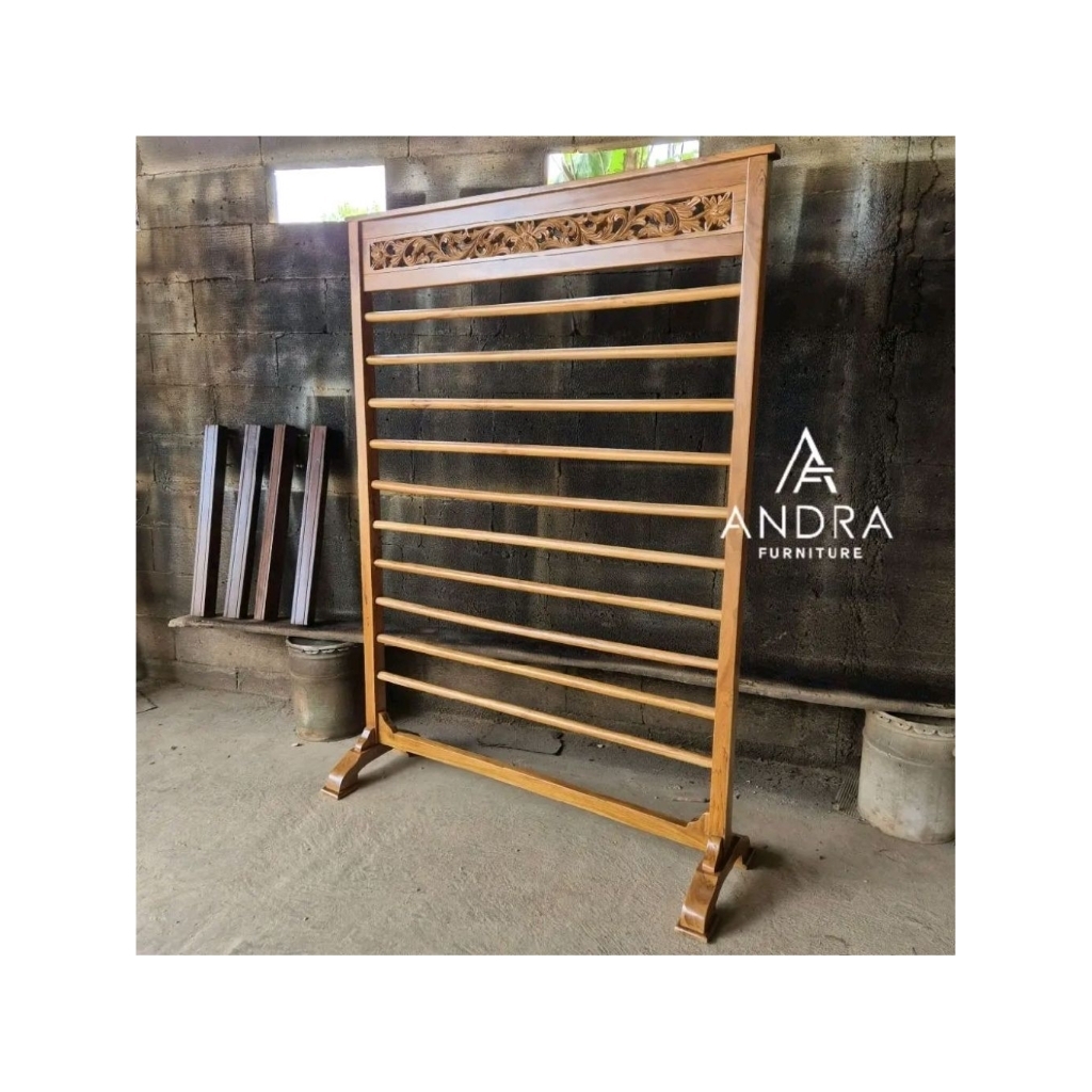 Jual gawangan kain batik 10 tongkat sampiran kayu jati ukiran jepara ...