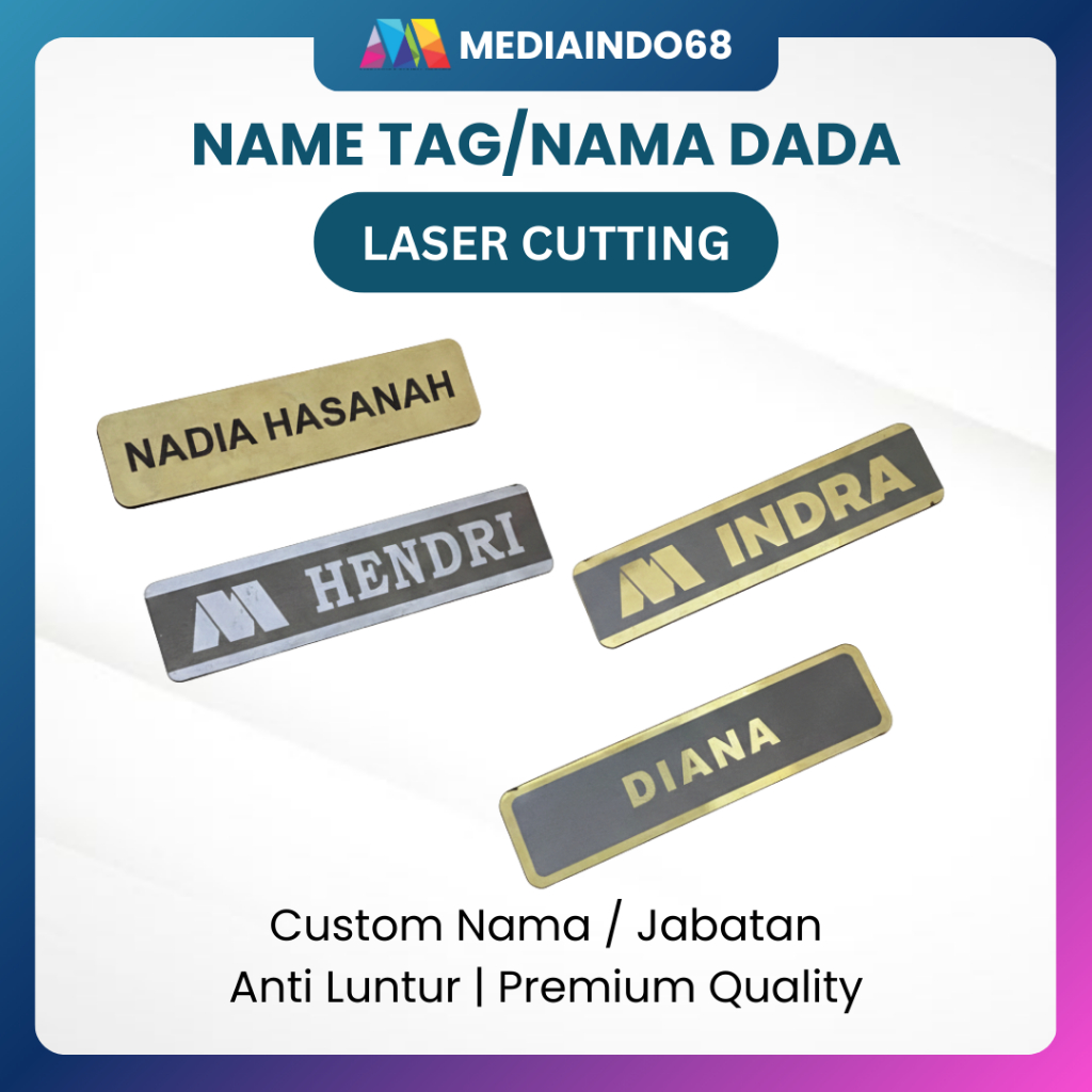Jual NAMETAG GRAFIR LASER CUTTING, NAMA DADA GOLD-SILVER GRAFIR (Custom ...