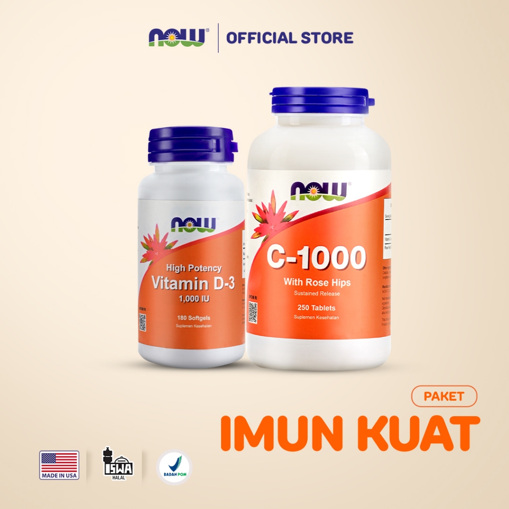 Jual Paket Imun Kuat (Vit D-3 1000 180 Sgels & Vit C-1000 250 tabs ...