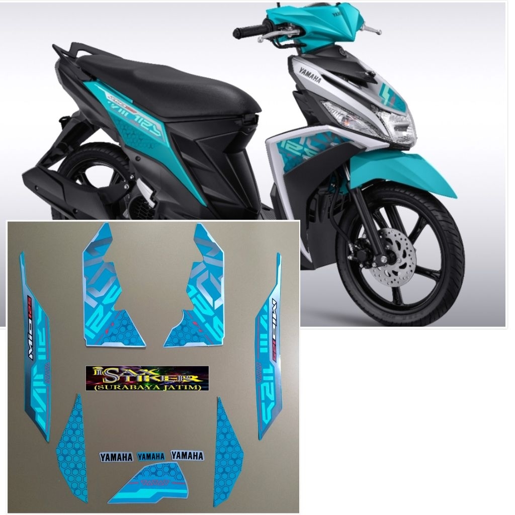 Jual Striping Original Yamaha Mio M3 125 FI Silver Hijau Toska Tahun ...