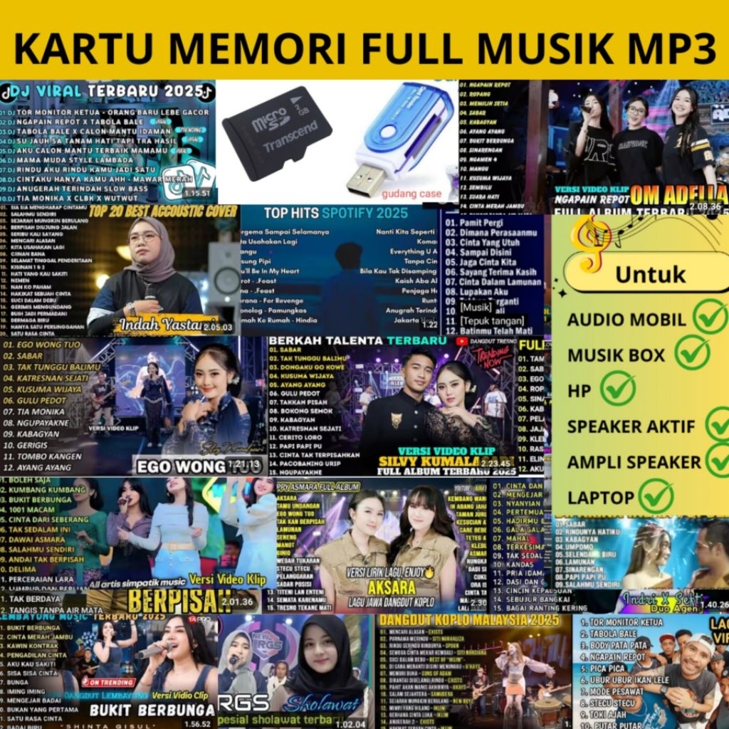 Jual Kartu Memori + USB Full 60 Album Musik MP3 isi Ribuan Lagu ...