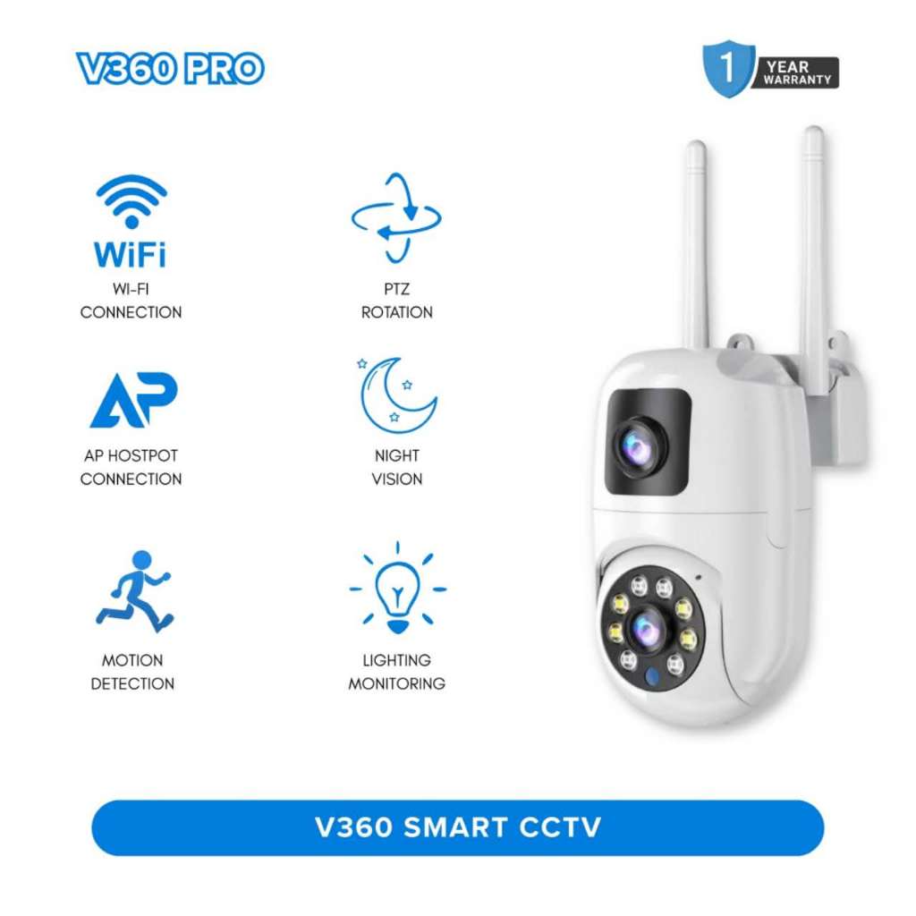 Jual V360 PRO Kamera CCTV Indoor 3MP 2 Antena Dua Lensa Deteksi Gerakan ...