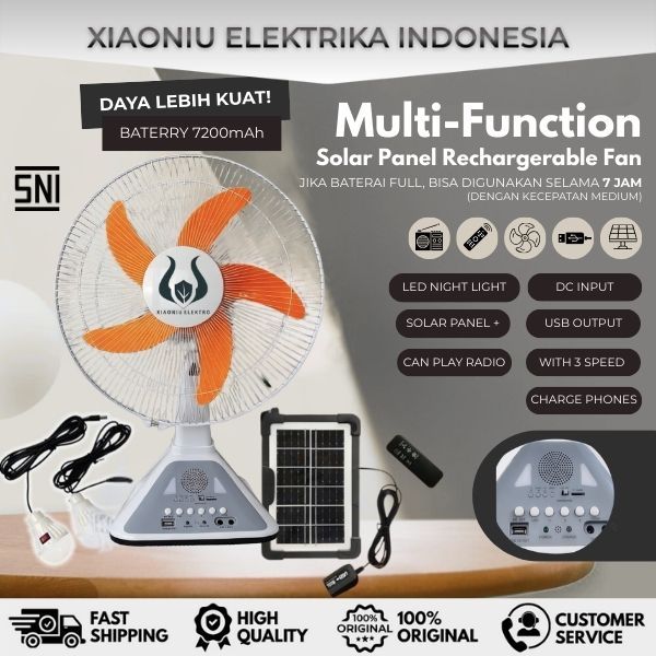 Jual Xiaoniu Kipas Angin Meja Solar Panel 16 inch - Rechargeable ...