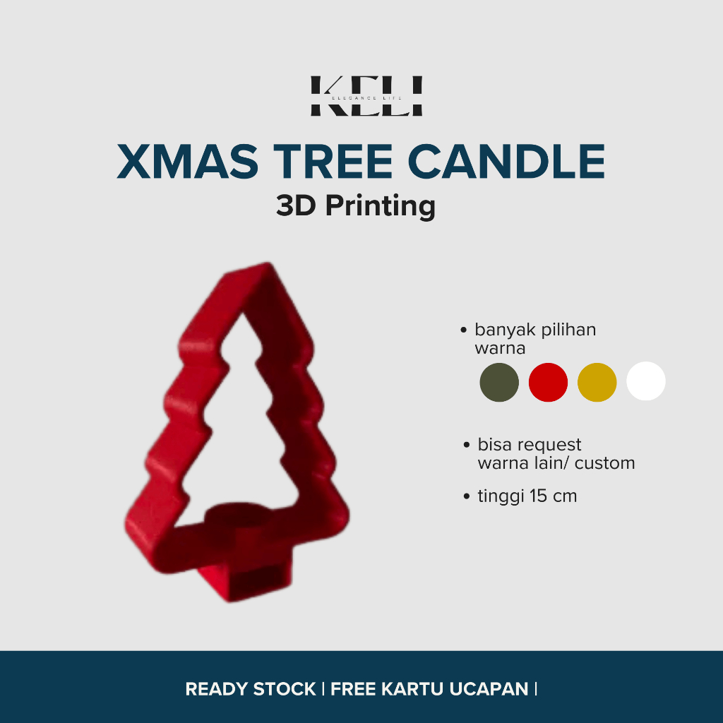 Jual Tempat Lilin Model Christmas Tree - ukuran 15cm - Custom 3D ...