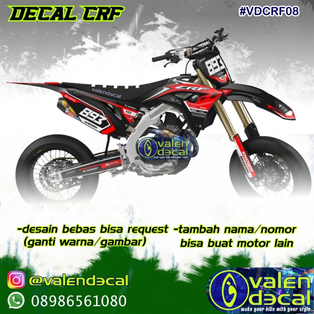 Jual Stiker Decal CRF full body hitam merah desain bebas request GRATIS ...