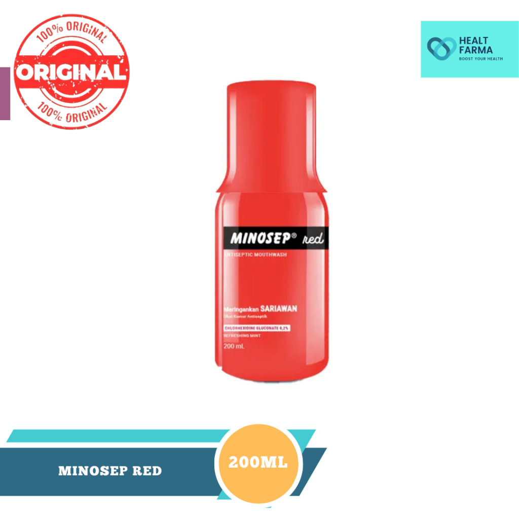 Jual MINOSEP OBAT KUMUR ANTISEPTIK MERAH 200ML | Shopee Indonesia