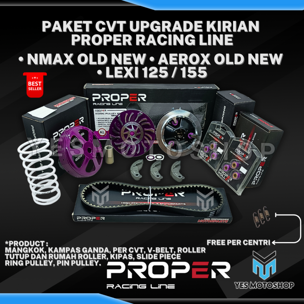 Jual PAKET UPGRADE CVT PROPER RACING LINE NMAX AEROX LEXI PULLEY SET ...