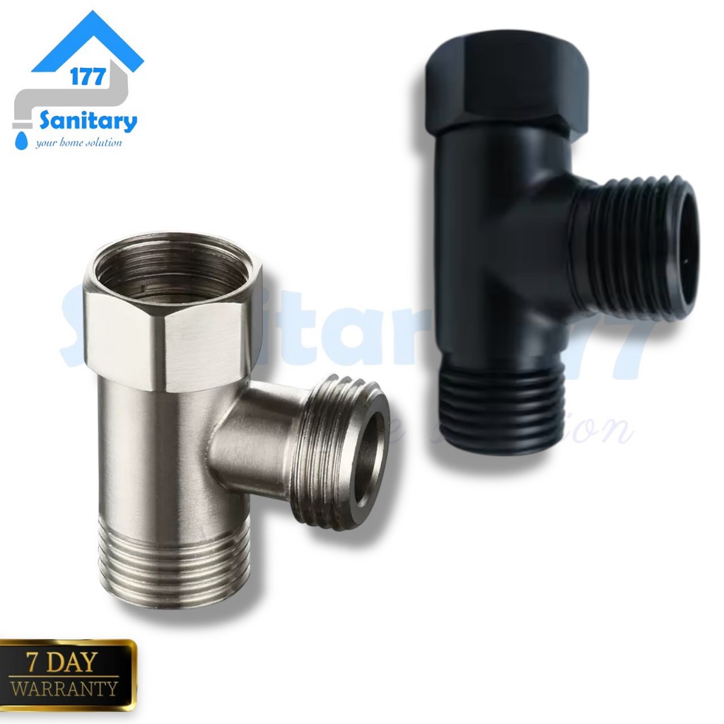 Jual Nepel T Stainless RING 1/2 inch putar 1005-Tee Kran T shower hitam ...