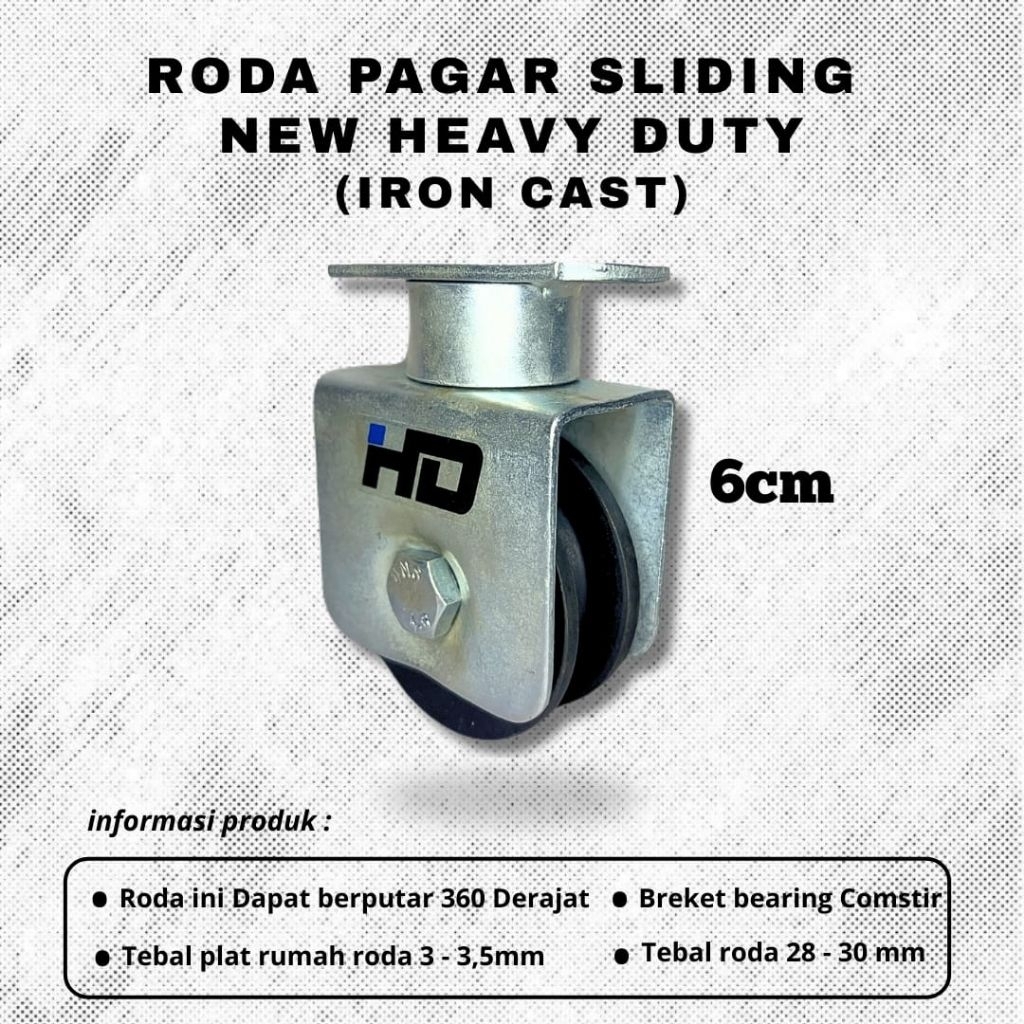 Jual Roda Besi Pagar Heavy Duty 6cm Iron Cast HD | Roda Pintu Geser ...