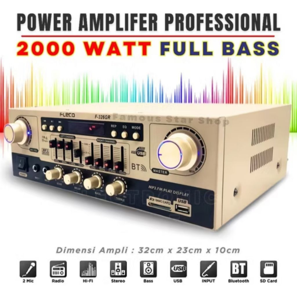Jual GARANSI HARGA TERBAIK POWER AMPLIFIER 1200 WATT FLECO F-326GR ...