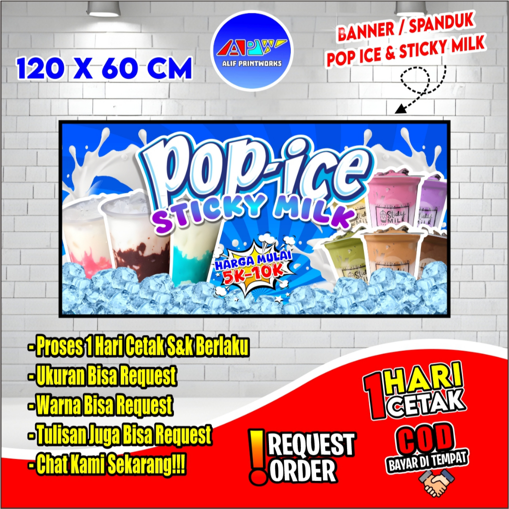 Jual SPANDUK BANNER POP ICE SEGAR UKURAN 120X60 CM/ SPANDUK BANNER ...