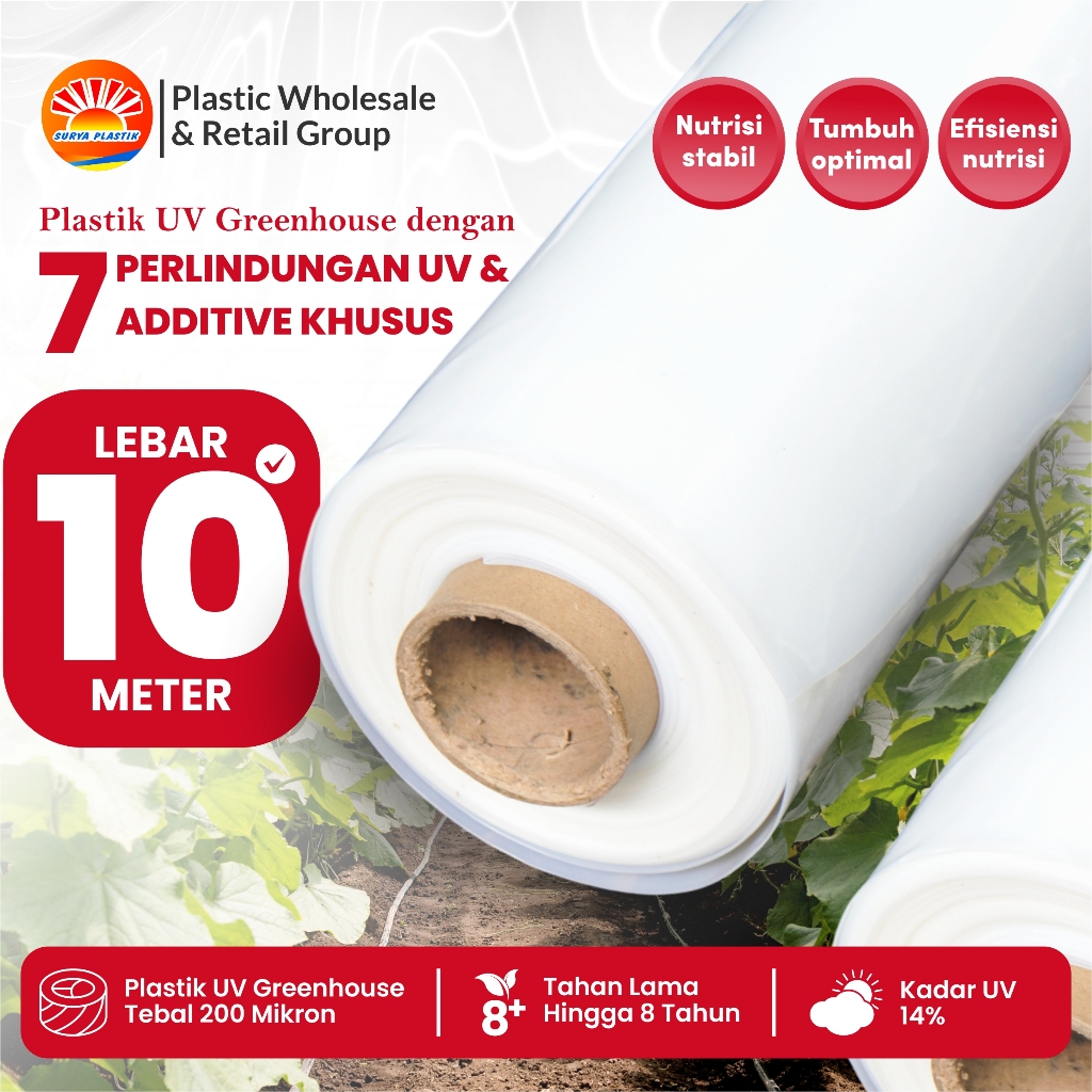 Jual Plastik UV Toyotani Greenhouse Tebal 200 Mikron Lebar 10 Meter ...