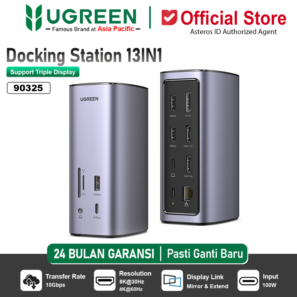 Jual UGREEN Docking Station Charger 100W 10Gbps 13 In 1 Hub Triple ...