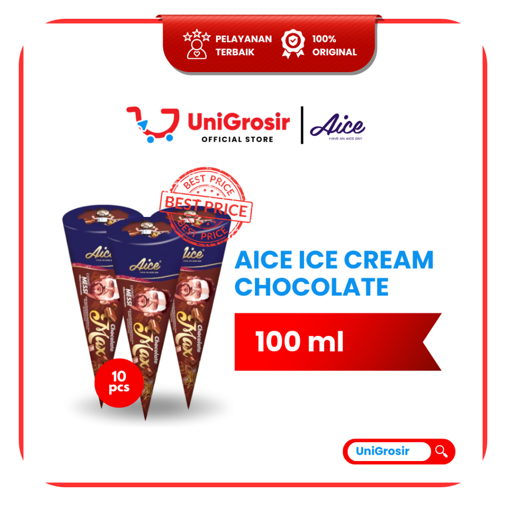 Jual [UniGrosir] AICE ICE CREAM CHOCOLATE MAX CONE ES KRIM COKLAT ~100 ...