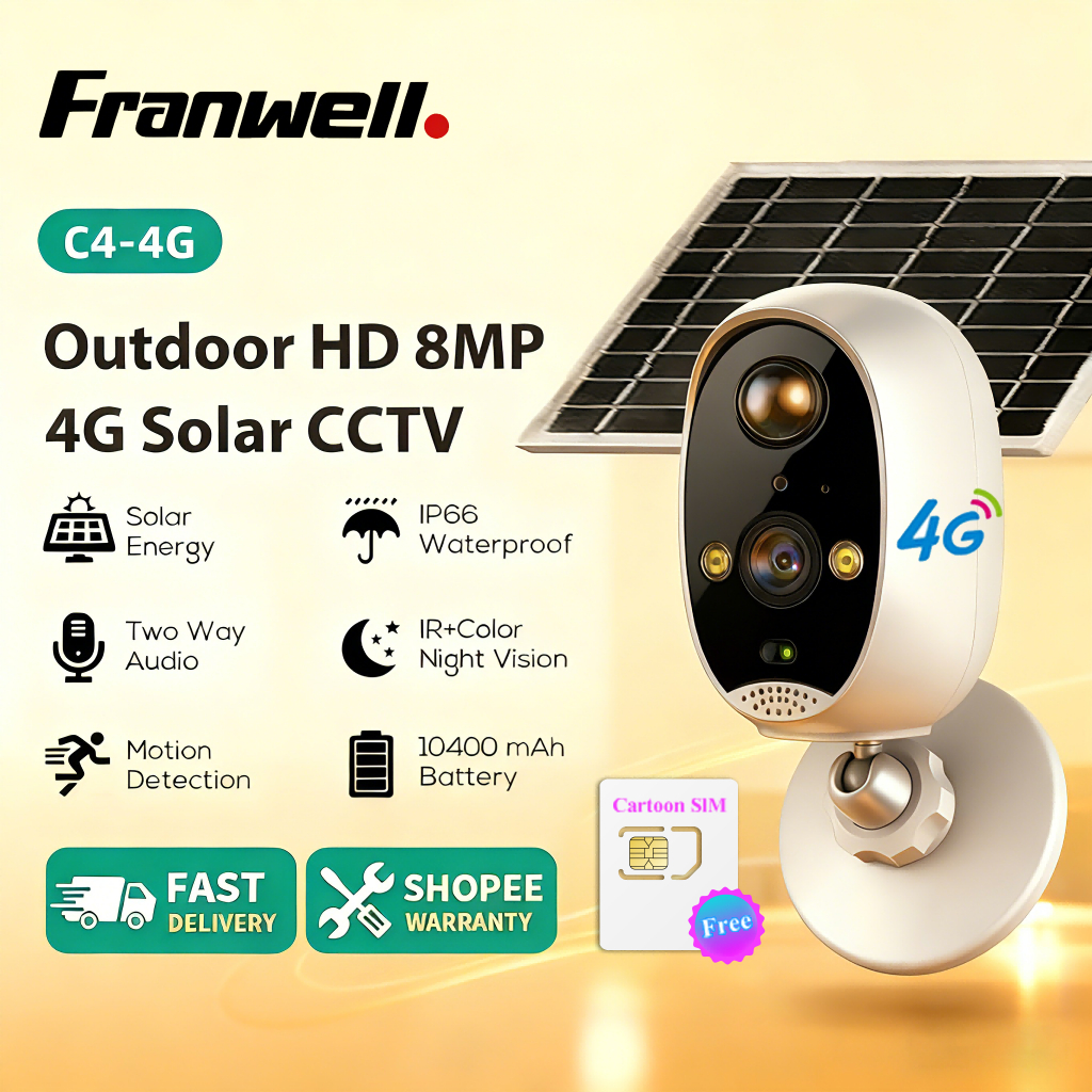 Jual Franwell CCTV 5MP 4G LTE Solar Security Camera Outdoor Tenaga ...