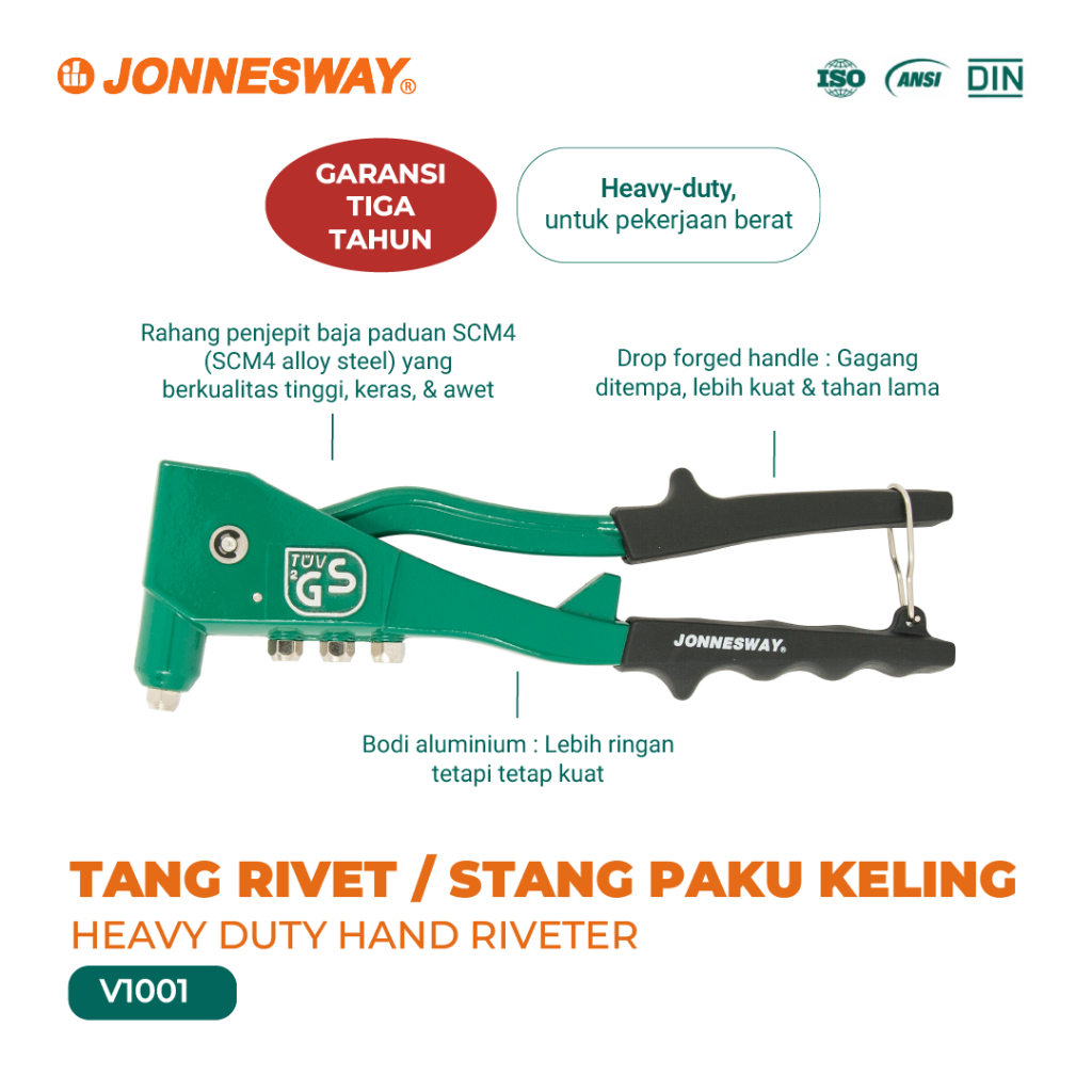 Jual JONNESWAY Tang Rivet Heavy Duty Stang Paku Keling Manual Kerja ...
