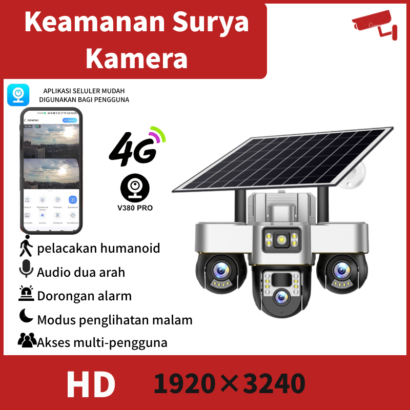 Jual CCTV 3 Lensa 3 Zoom 10X Rotasi PTZ APP 12MP Komunikasi Dua Arah ...