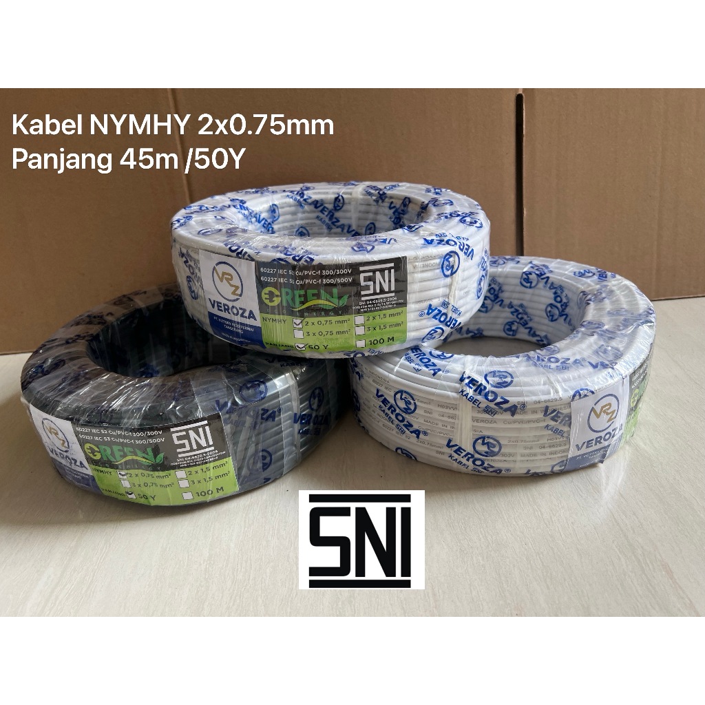Jual Kabel ROLL Listrik NYMHY/Kabel serabut tembaga VEROZA 2X0.75mm SNI ...