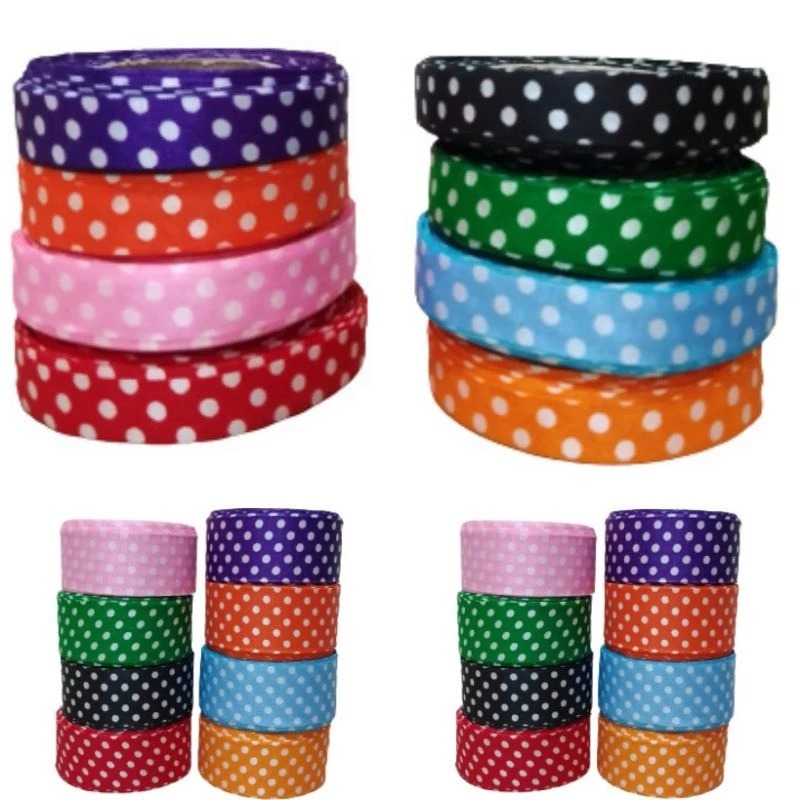 Jual Pita Motif Bintik Kecil 1/2 Inch ±1,3cm | Ribbon PolkaDot 23 Yard ...