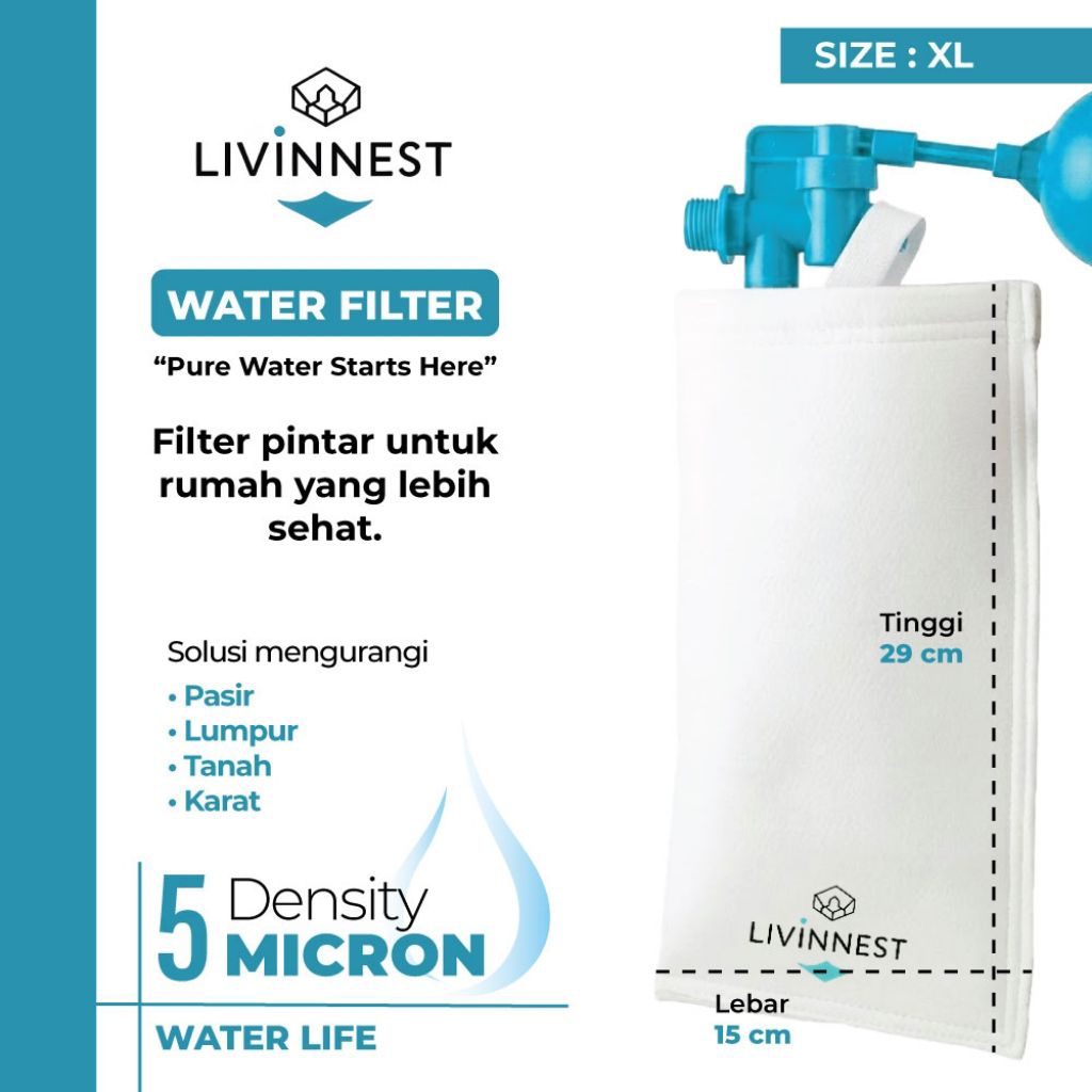 Jual Filter Saringan Air Keran dan Toren 5 Micron Ukuran 29x15 cm ...