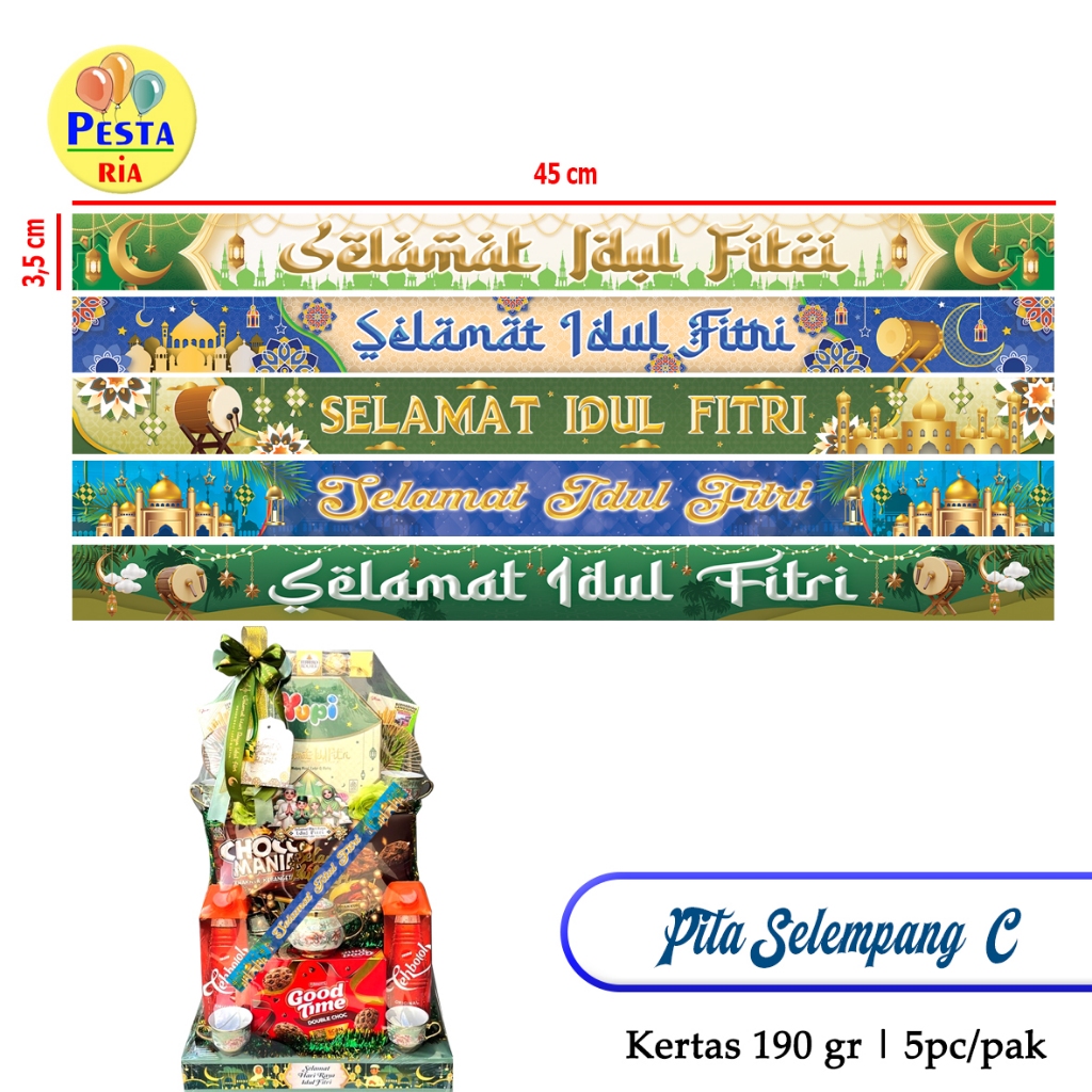 Jual Murah!! (1Pak isi 5Pcs) Pita Parcel Lebaran C, Pita toples parcel ...