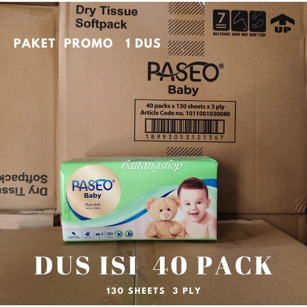 Jual (1 DUS) TISSUE PASEO BABY FACIAL PURE SOFT 130S - 3PLY (1 DUS ISI ...