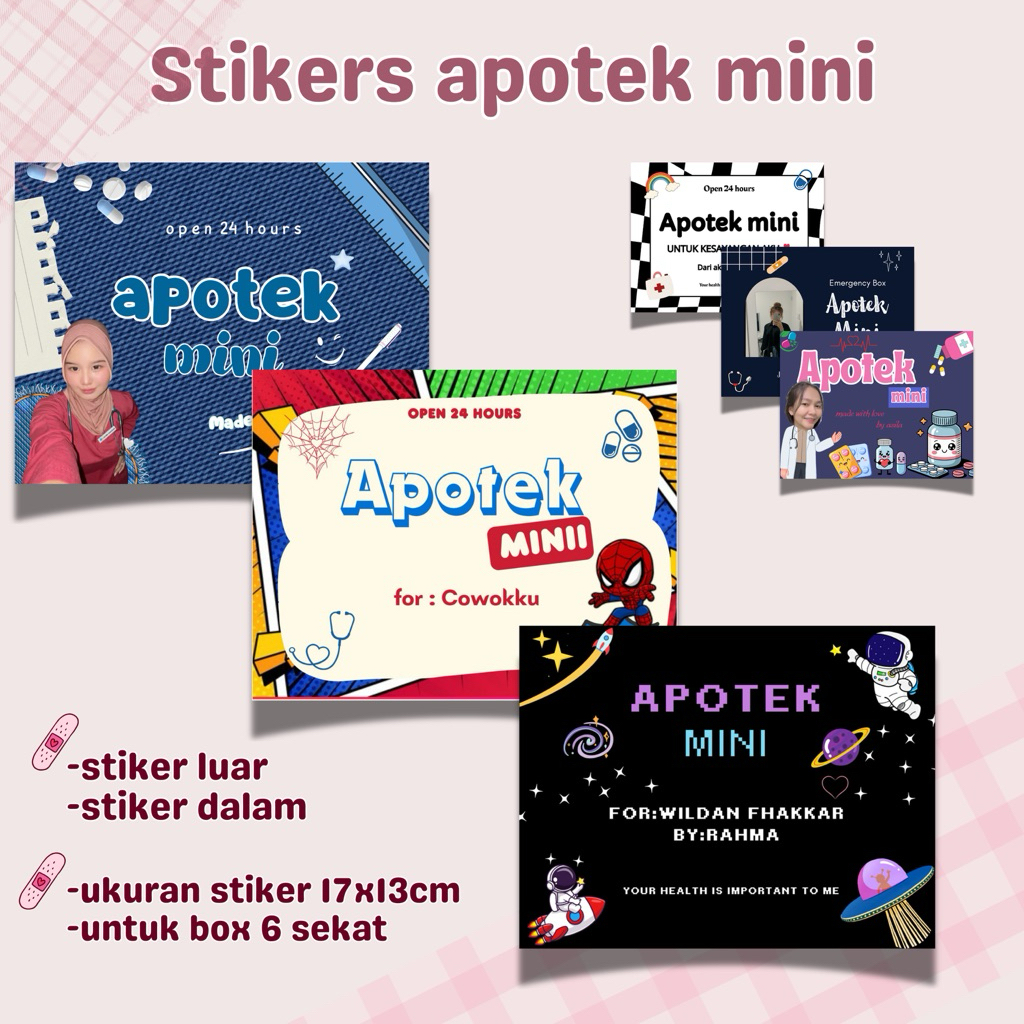 Jual Custom Cetak Stiker Apotek Mini Kotak 6 sekat - Stiker Bahan Glosy ...