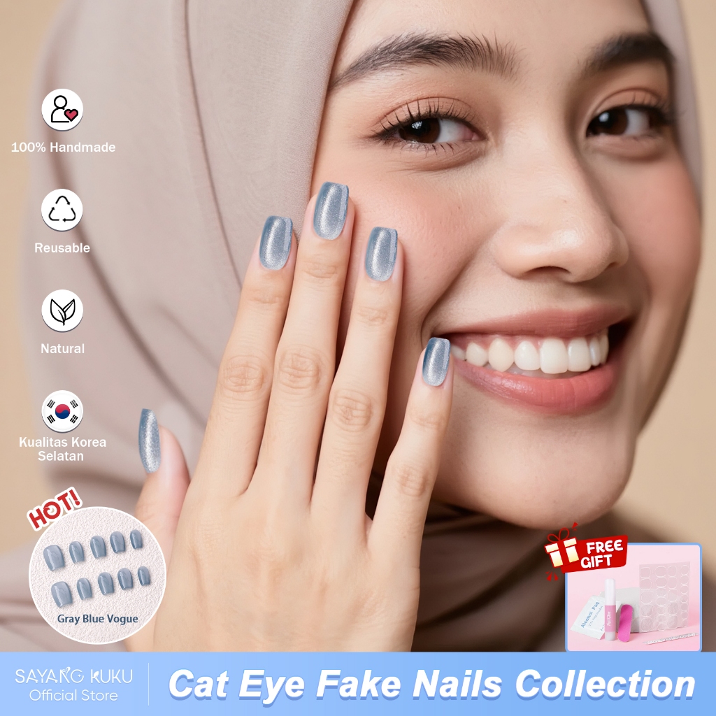 Jual Sayang Kuku x Miniso 3D Kuku Palsu Cat Eye - 10pcs DIY Instant ...