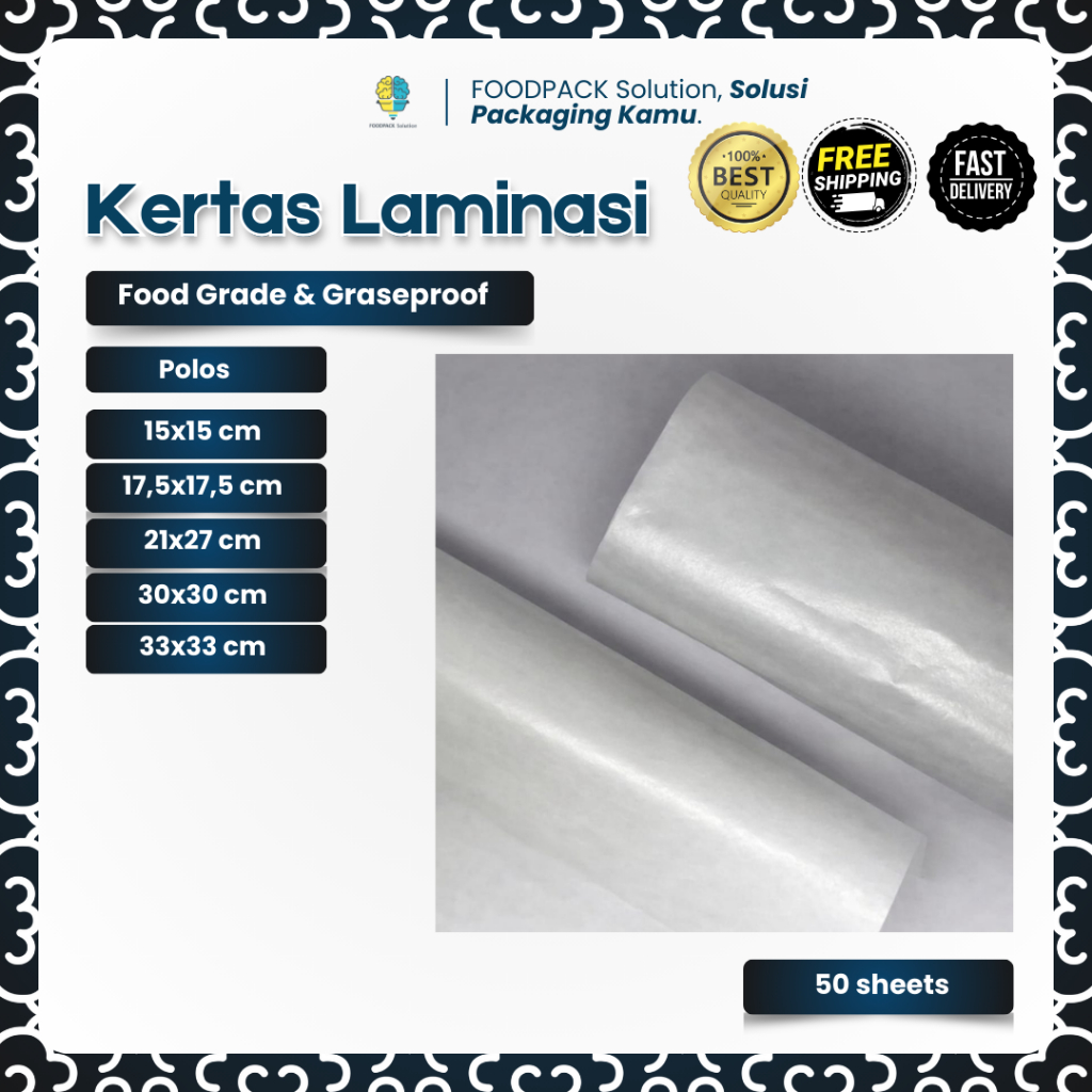 Jual (50lembar)kertas foodgrade laminasi/kertas nasi/kertas roti/kertas ...